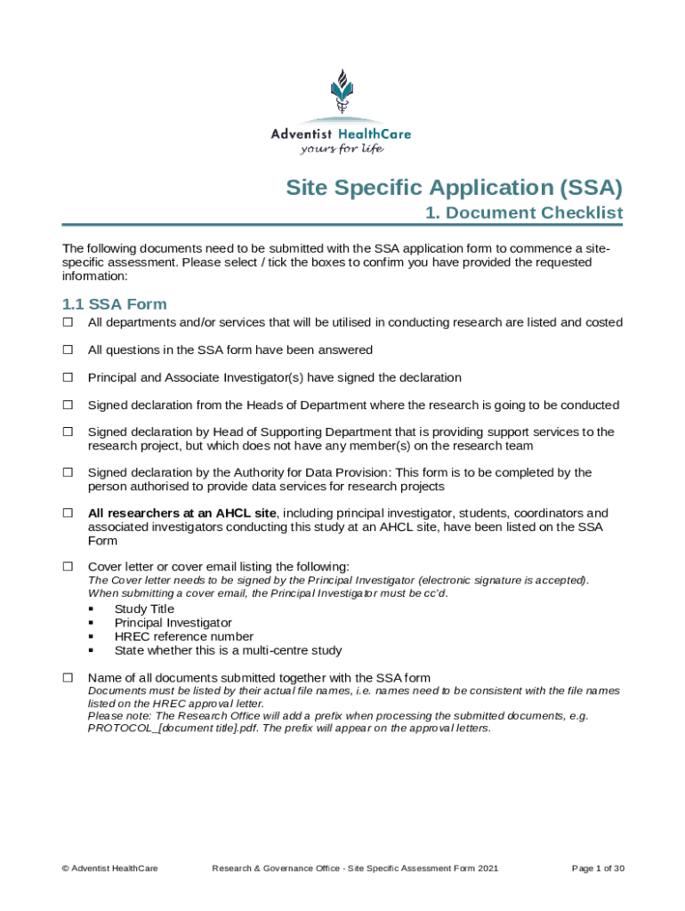 SITE SPECIFIC ASSESSMENT APPLICATION REVIEW AND APPROVAL ... Doc ...