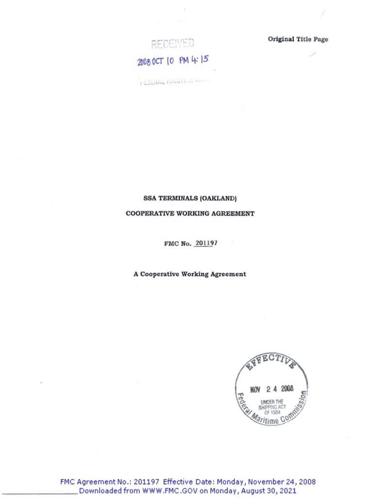 Fillable Online www2 fmc THE Alliance Agreement FMC Agreement No. 012439-0054 ... Fax Email ...
