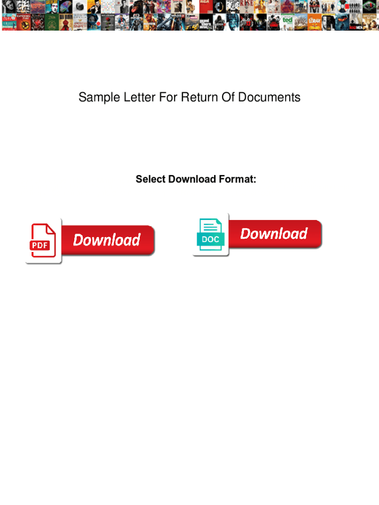 Fillable Online Sample Letter For Return Of Documents. Sample Letter ...