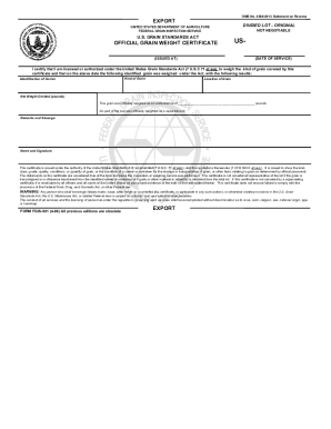 Fillable Online Official Grain Weight Certificate Fax Email Print ...