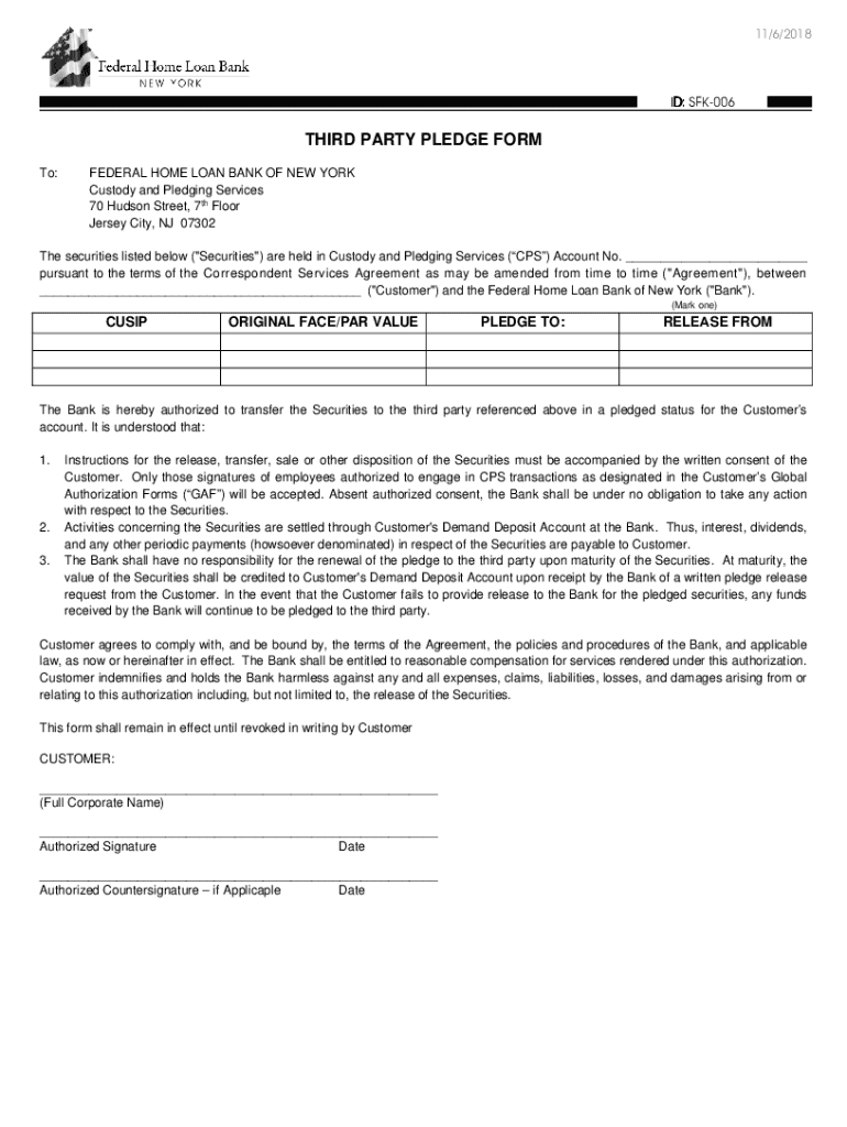 Fillable Online Third Party Pledge Form Fax Email Print - pdfFiller