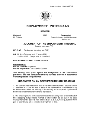 Fillable Online The Employment Tribunals in England and Wales and in ...