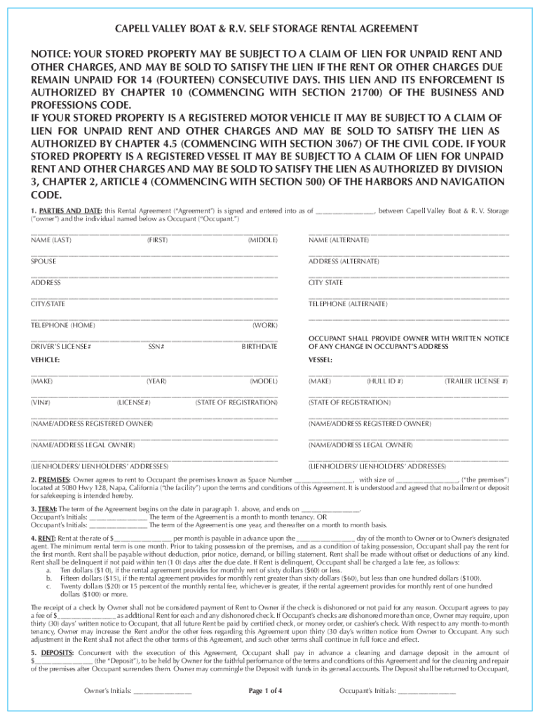 Fillable Online 81035 CVB&RV Rental Agreement LTR Fax Email Print ...