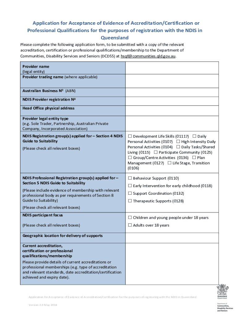 Fillable Online hsqf application form ndis other accreditation. form ...