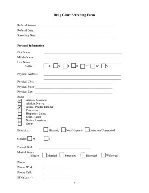 Fillable Online Drug Court Screening Form.doc Fax Email Print - pdfFiller