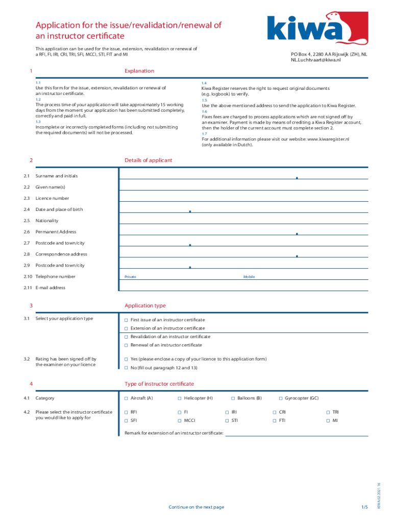 Fillable Online PDF Application for the issue/revalidation/renewal of ...