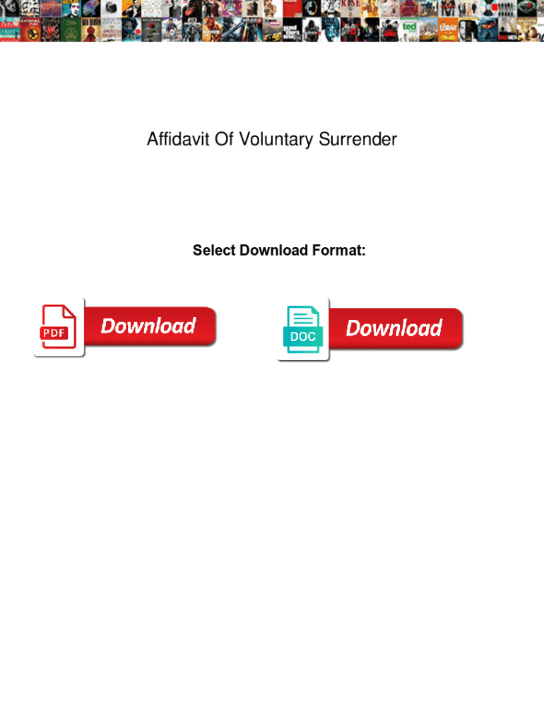 Fillable Online Affidavit Of Voluntary Surrender. Affidavit Of ...
