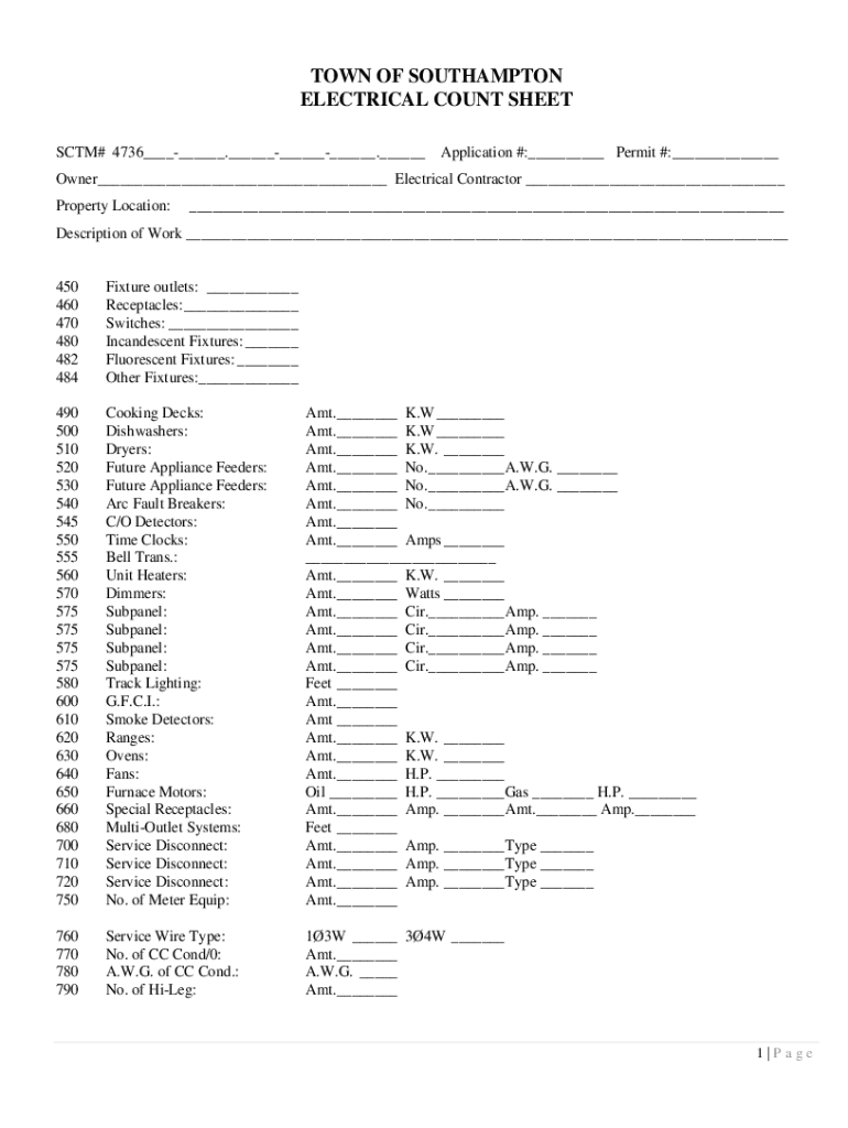 Fillable Online ELECTRICAL INSPECTION SHEET Fax Email Print - pdfFiller