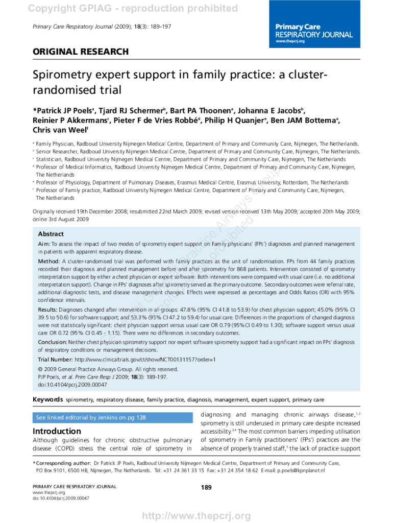 Fillable Online Spirometry expert support in family practice: a cluster ...