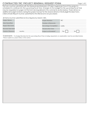 Fillable Online CONTRACTED TRC PROJECT RENEWAL REQUEST FORM Fax Email ...