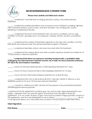 Fillable Online Microdermabrasion Consent Form - Fill Out and Sign ...