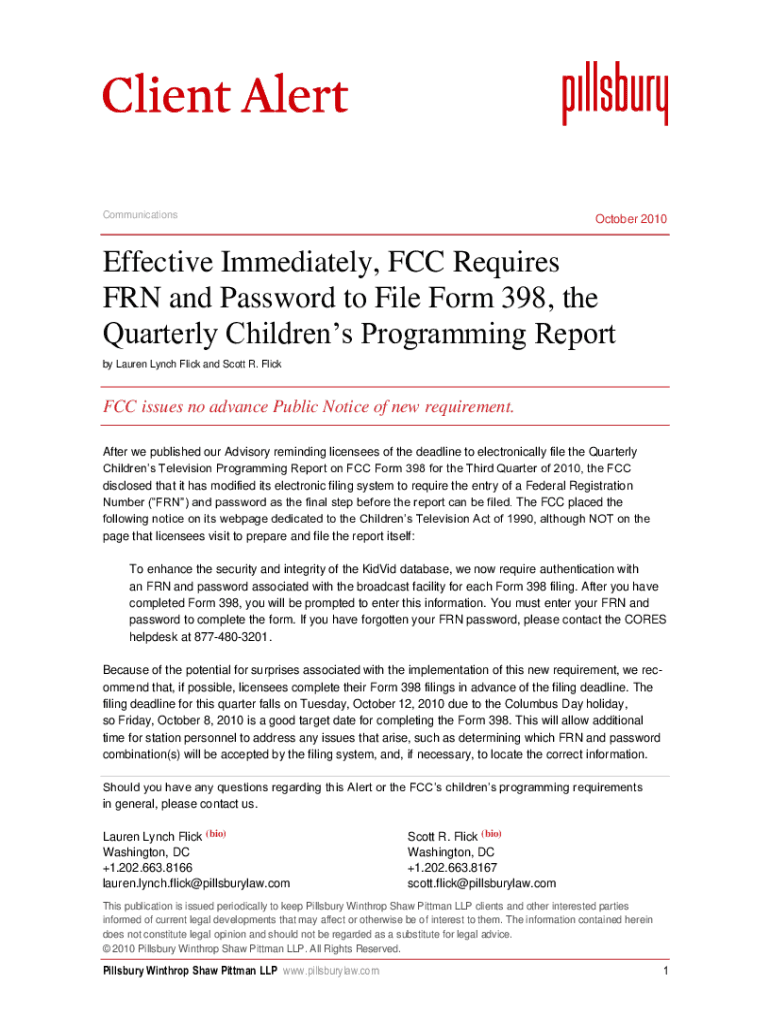 Fillable Online Effective Immediately, FCC Requires FRN and Password to ...
