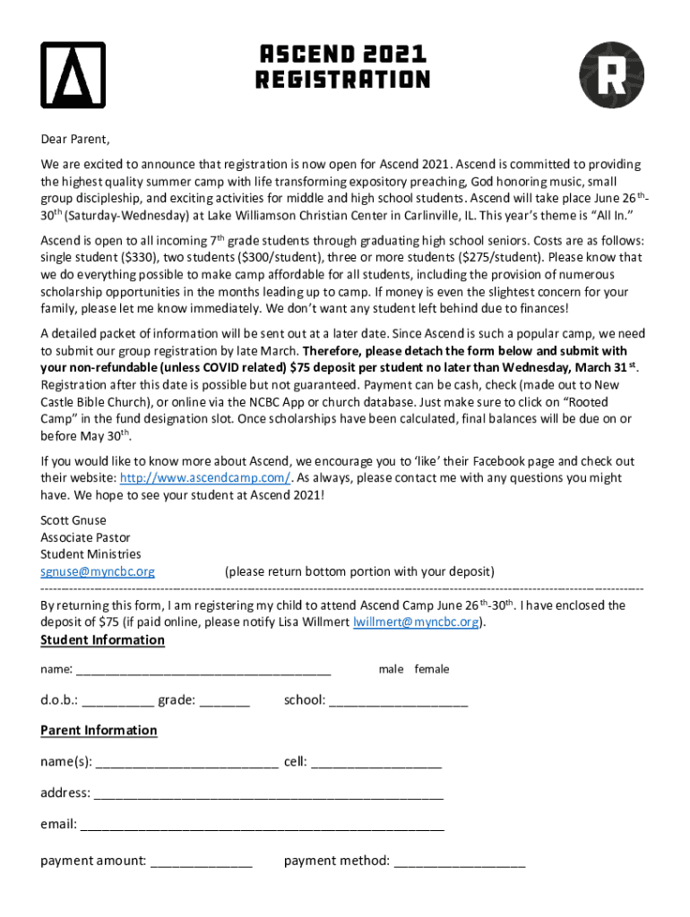 Fillable Online Registration Letter 2021 with cut-off form Fax Email ...