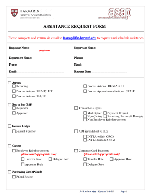 Fillable Online ASAP Assistance Request Form - Harvard University Fax ...