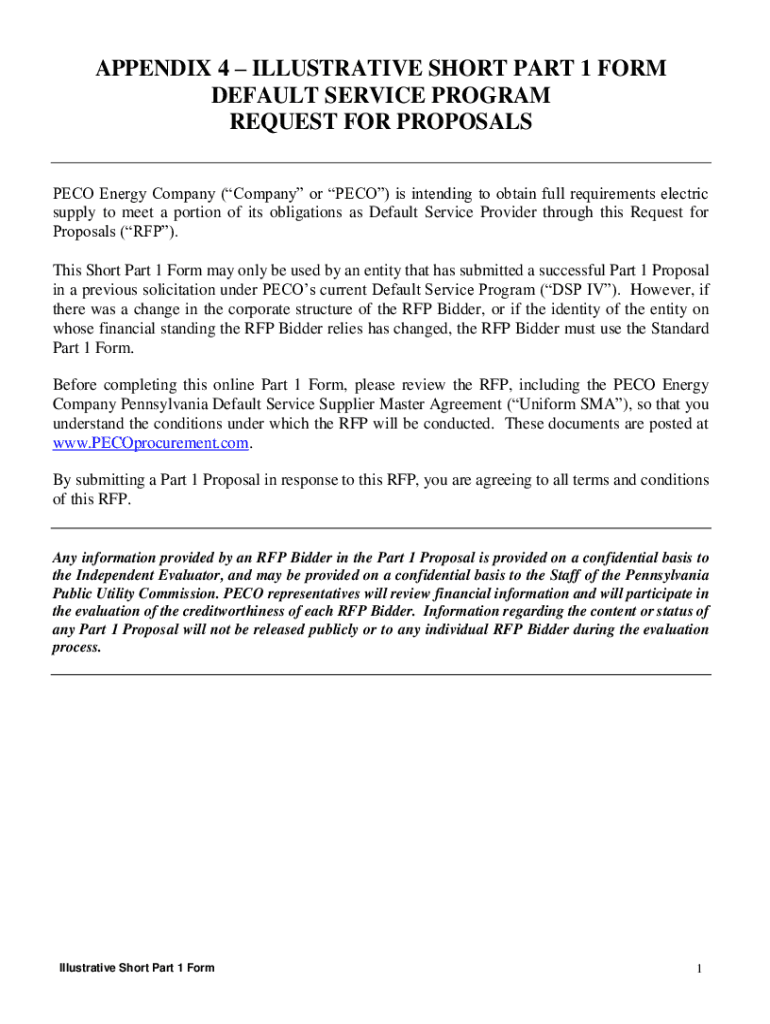 Fillable Online Fillable Online APPENDIX 4 ILLUSTRATIVE SHORT PART 1 ...