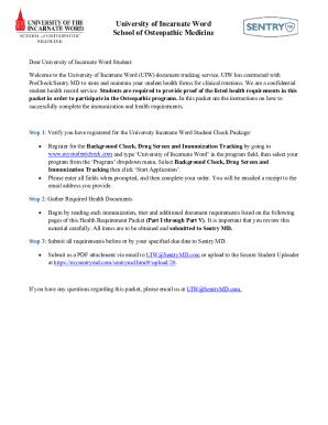 Fillable Online University of the Incarnate Word - School of Osteopathic Medicine Fax Email ...