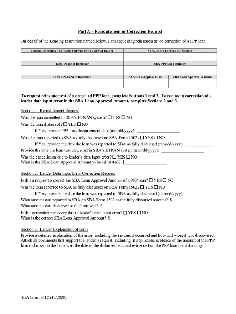 Fillable Online Lender Certification for Reinstatement or Correction of ...