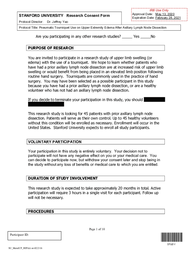 Fillable Online Fillable Online STANFORD UNIVERSITY Research Consent Form ... Fax Email Print ...