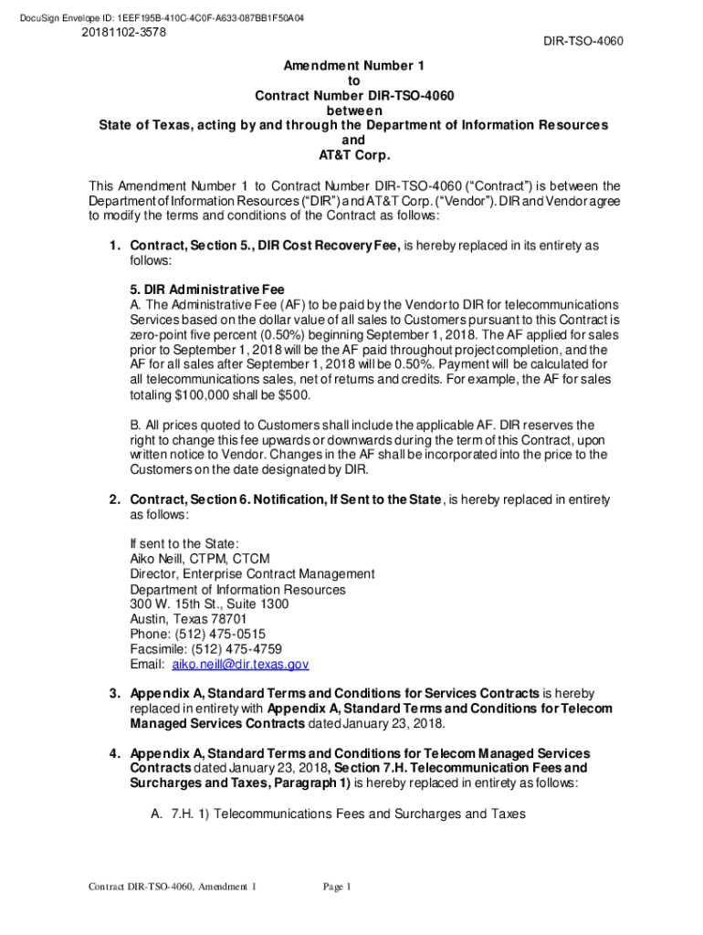 Fillable Online to Contract Number DIR-TSO-4060 between State of Texas ...