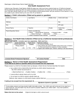 Fillable Online Oral Health Assessment Form - Fill Online, Printable ...