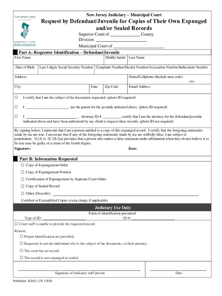 Fillable Online Request by Defendant/Juvenile for Copies of Their Own ...