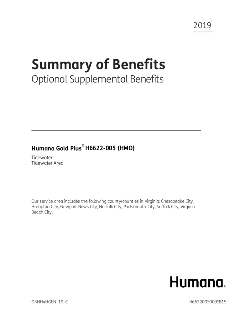 Fillable Online Your 2019 Summary of Benefits Optional Supplemental ...