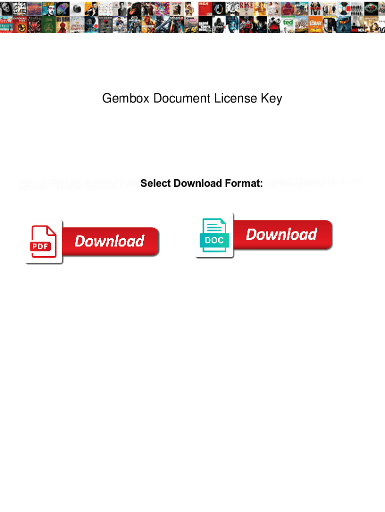 Fillable Online Gembox Document License Key. Gembox Document License Key opener Fax Email Print ...