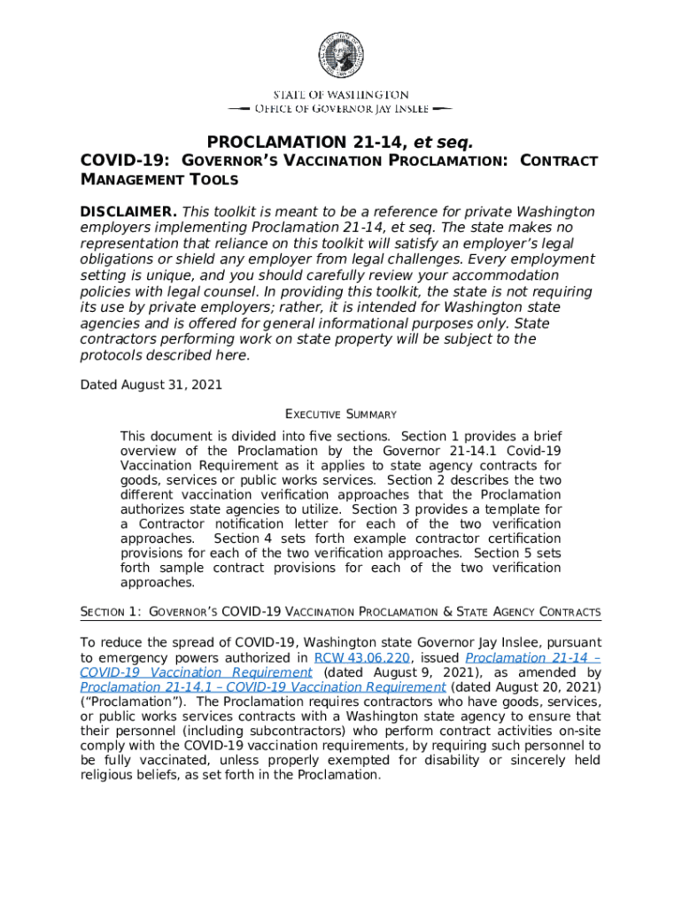 PROCLAMATION 21-14, et seq. SUMMARY CHART OF Doc Template | pdfFiller