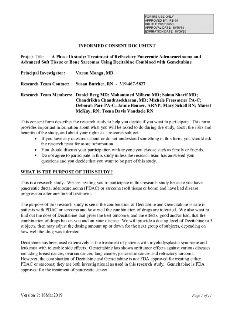 Fillable Online Informed Consent FormsInstitutional Review Board- UF IRB Fax Email Print - pdfFiller