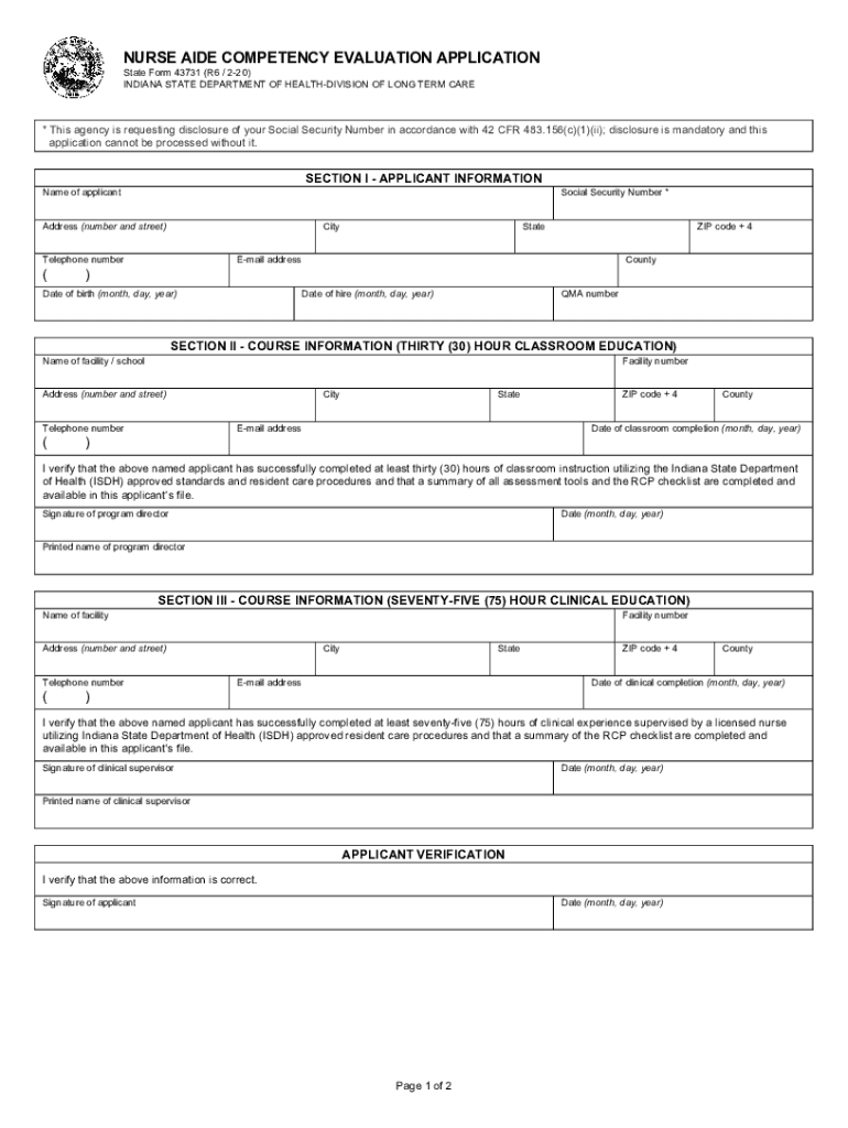 Fillable Online CNA Application - Ivy Tech Community College of Indiana Fax Email Print - pdfFiller