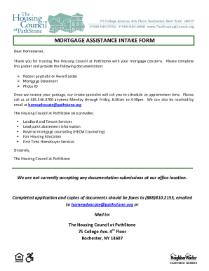 Fillable Online MORTGAGE ASSISTANCE INTAKE FORM Fax Email Print - pdfFiller