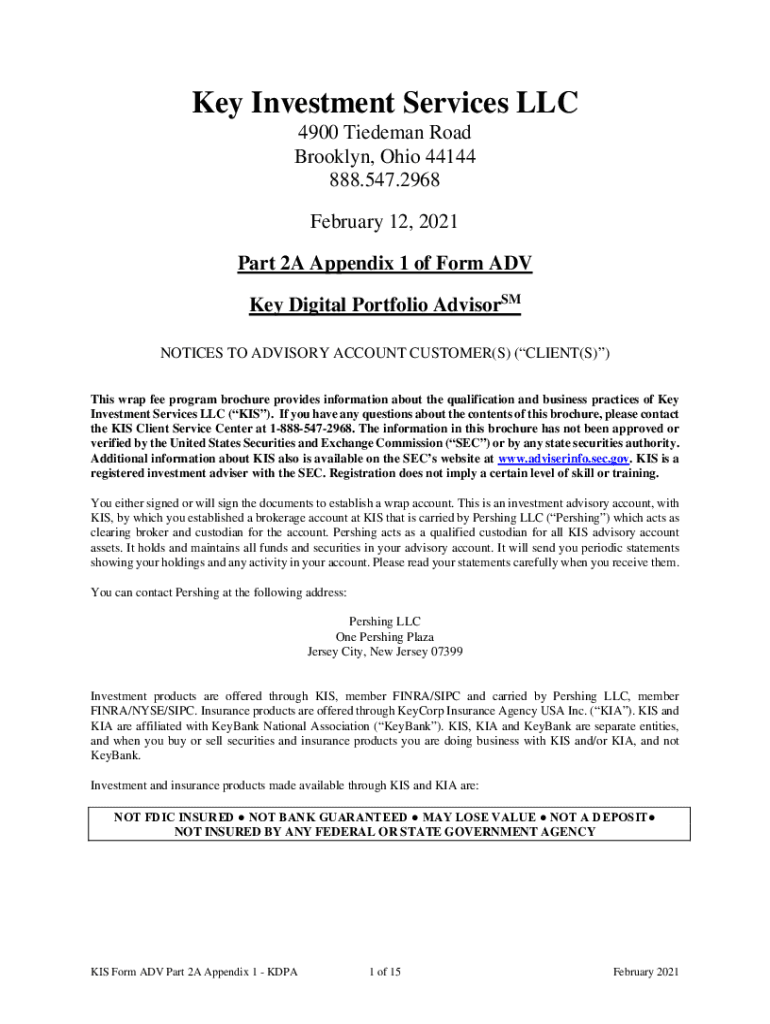 Fillable Online KIS Form ADV Part 2A Appendix 1 Key Digital Portfolio Advisor Fax Email Print ...