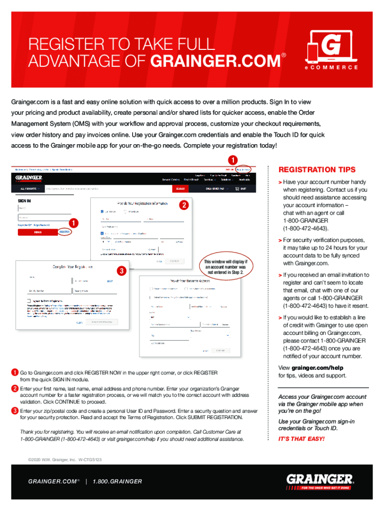 Fillable Online Grainger User Registration Guide Fax Email Print ...