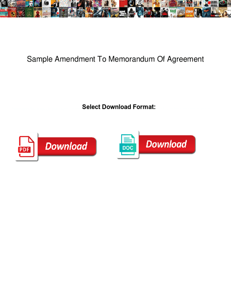 Fillable Online Sample Amendment To Memorandum Of Agreement. Sample ...