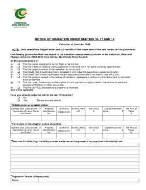 Fillable Online notice objection form - centralgoldfields.vic.gov.au ...