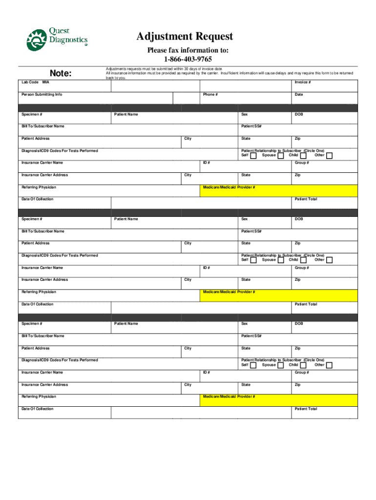 Fillable Online Adjustment Request - documents.tcprimarycare.com Fax ...