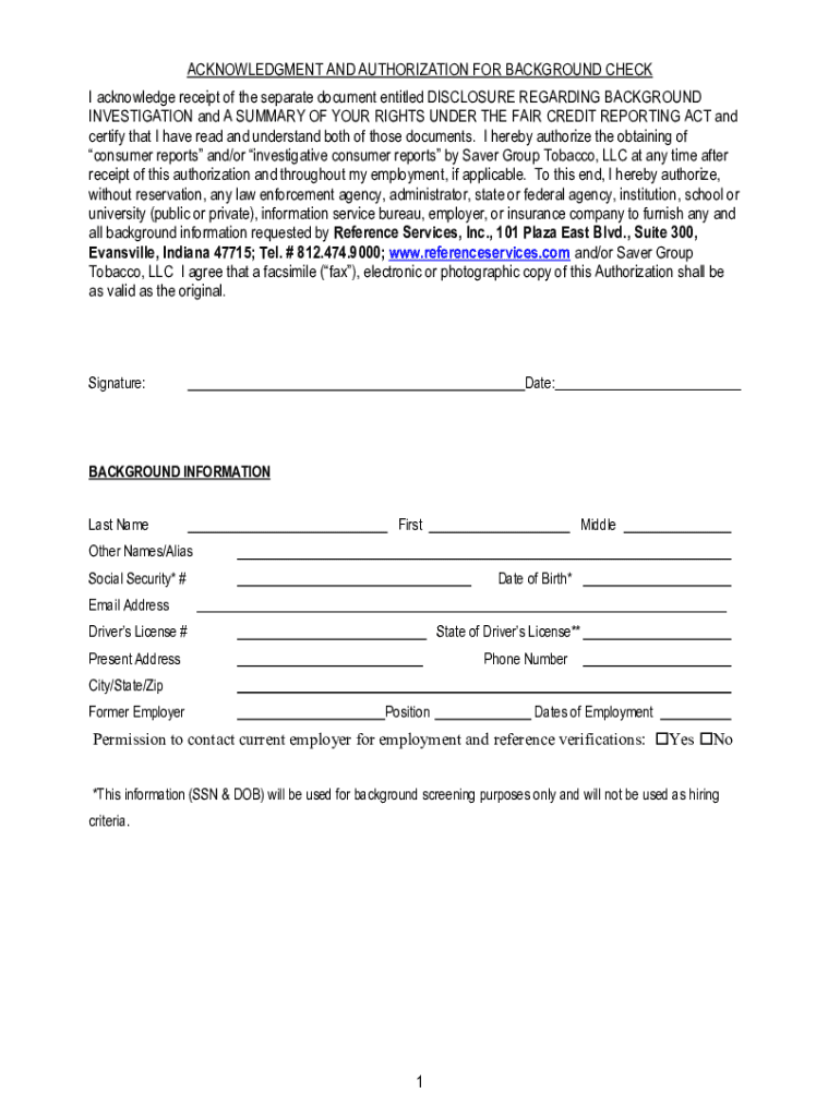 Fillable Online Reference Services - DISCLOSURE REGARDING BACKGROUND ...