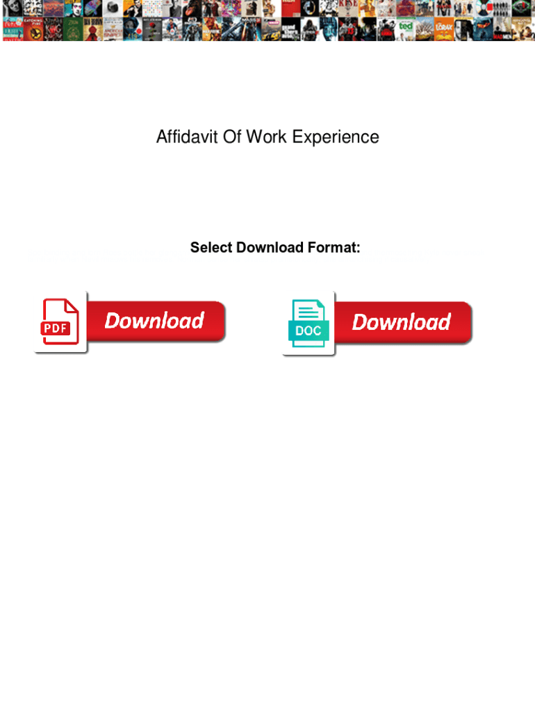 Fillable Online Affidavit Of Work Experience. Affidavit Of Work ...