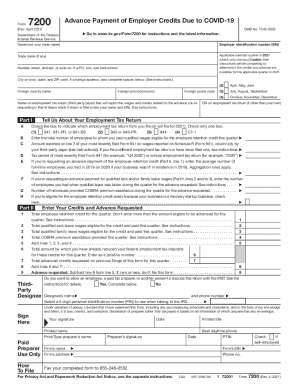Fillable Online About Form 7200, Advance Payment of Employer Credits ...