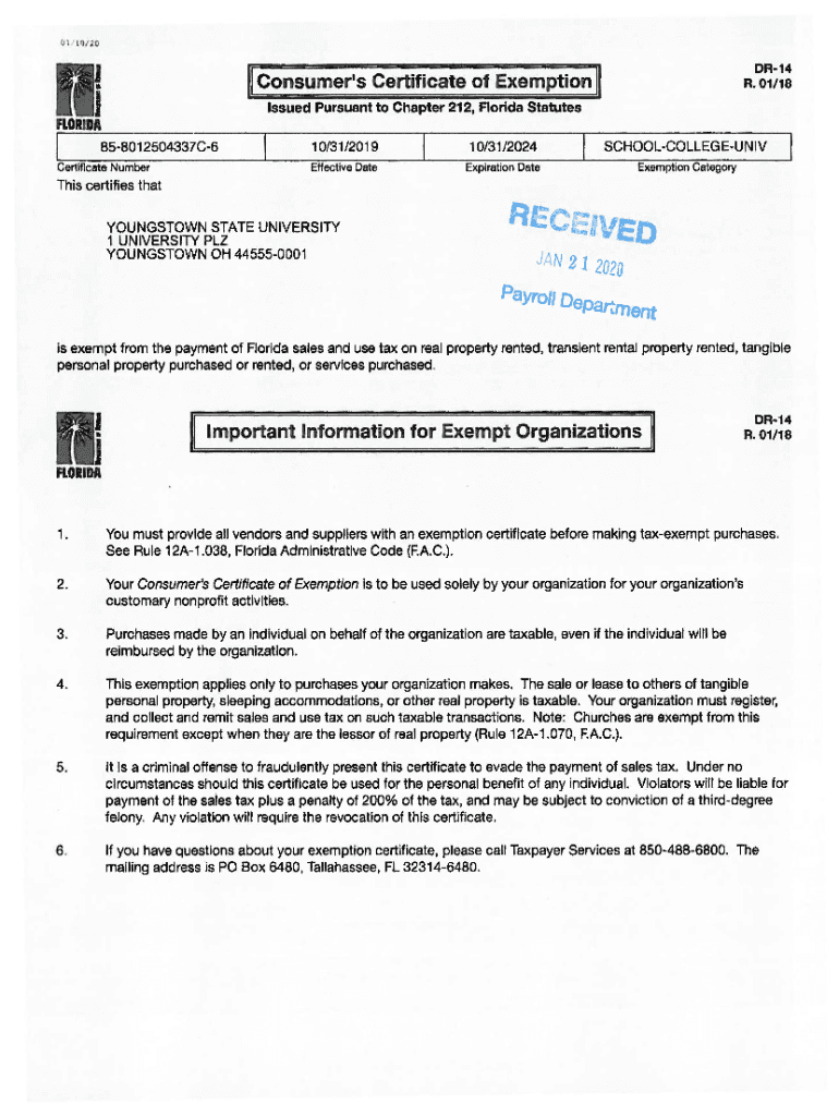 Florida Exemption Certificate - Fill Online, Printable, Fillable, Blank ...