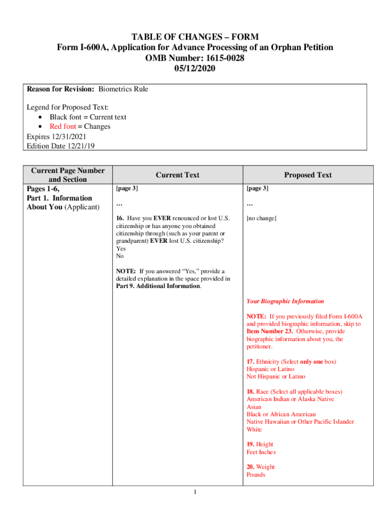 Fillable Online Get the free Form I-600A, Application for Advance ...