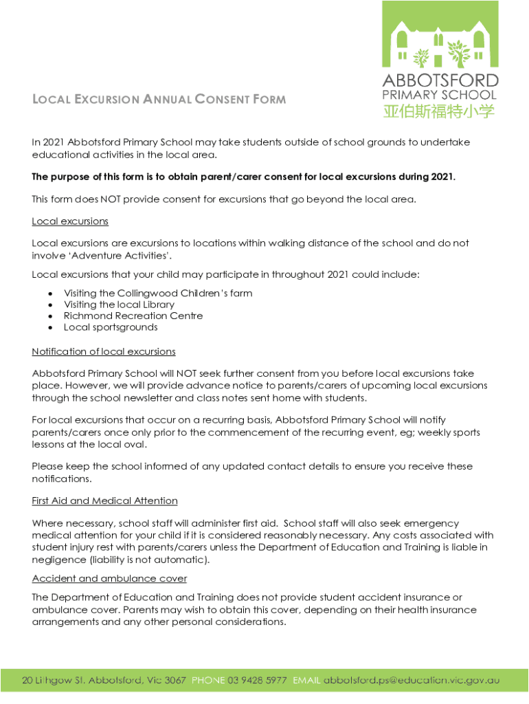 Fillable Online L EXCURSION ANNUAL CONSENT FORM Fax Email Print - pdfFiller