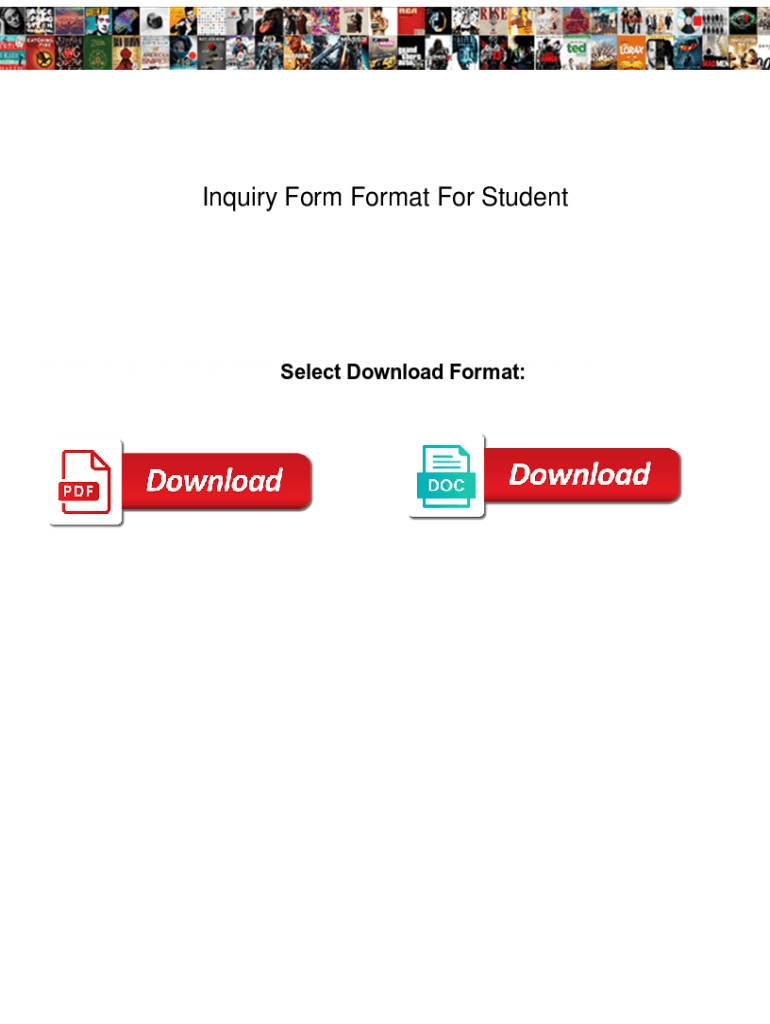 Fillable Online Inquiry Form Format For Student. Inquiry Form Format ...
