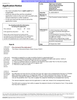 Fillable Online N244(CCFL) In the High Court of Justice Application ...