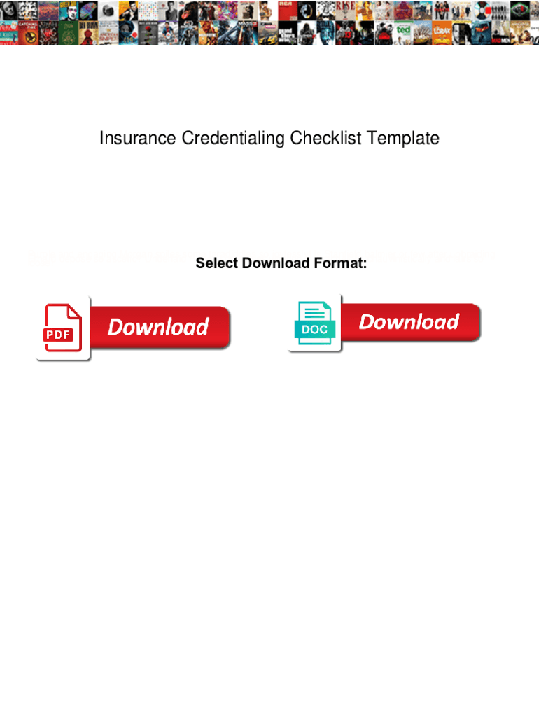 Fillable Online Insurance Credentialing Checklist Template. Insurance ...