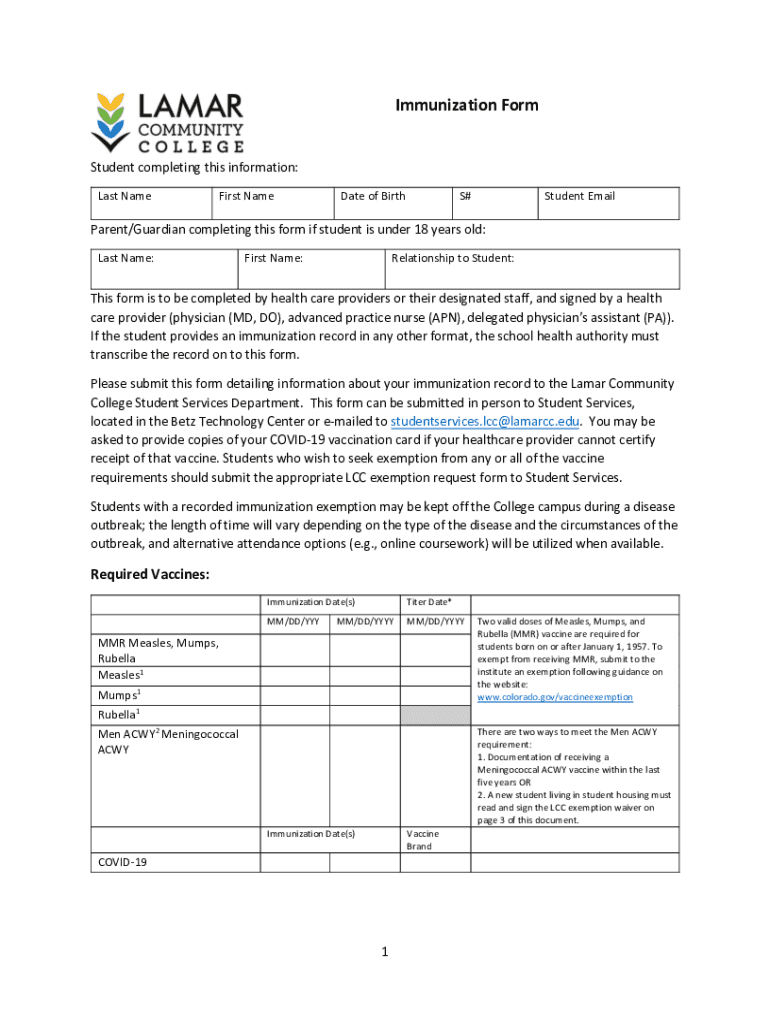 Fillable Online Immunization Religious/Personal Belief Exemption Form ...