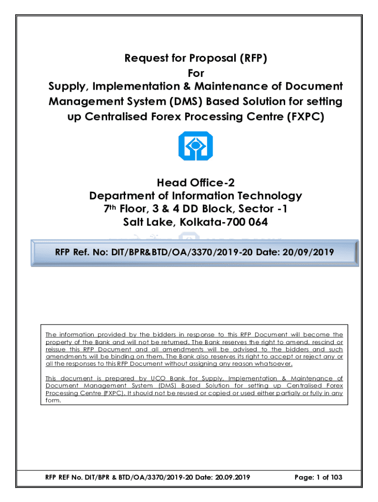 Fillable Online Request For Proposal Rfp For Supply Implementation And Maintenance Request For