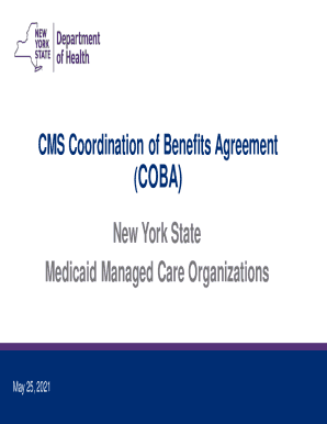 Fillable Online CMS Coordination of Benefits Agreement. COBA Webinar ...