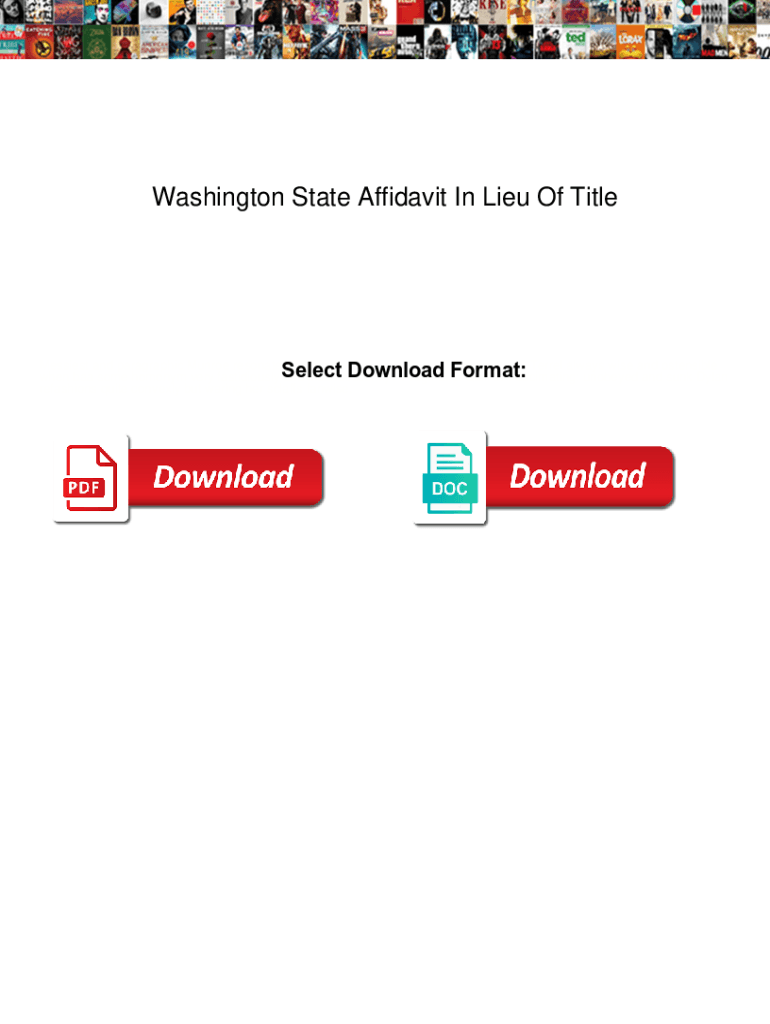 Fillable Online Washington State Affidavit In Lieu Of Title. Washington ...