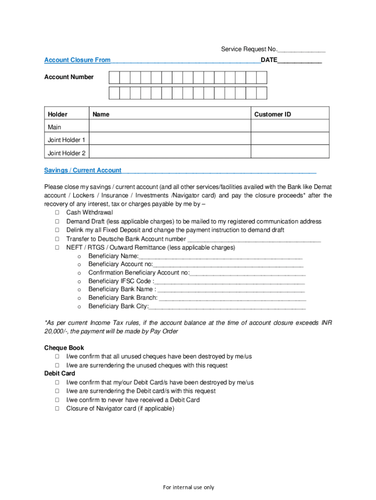 Fillable Online Request Letter for Closure of Bank Account of Company ...